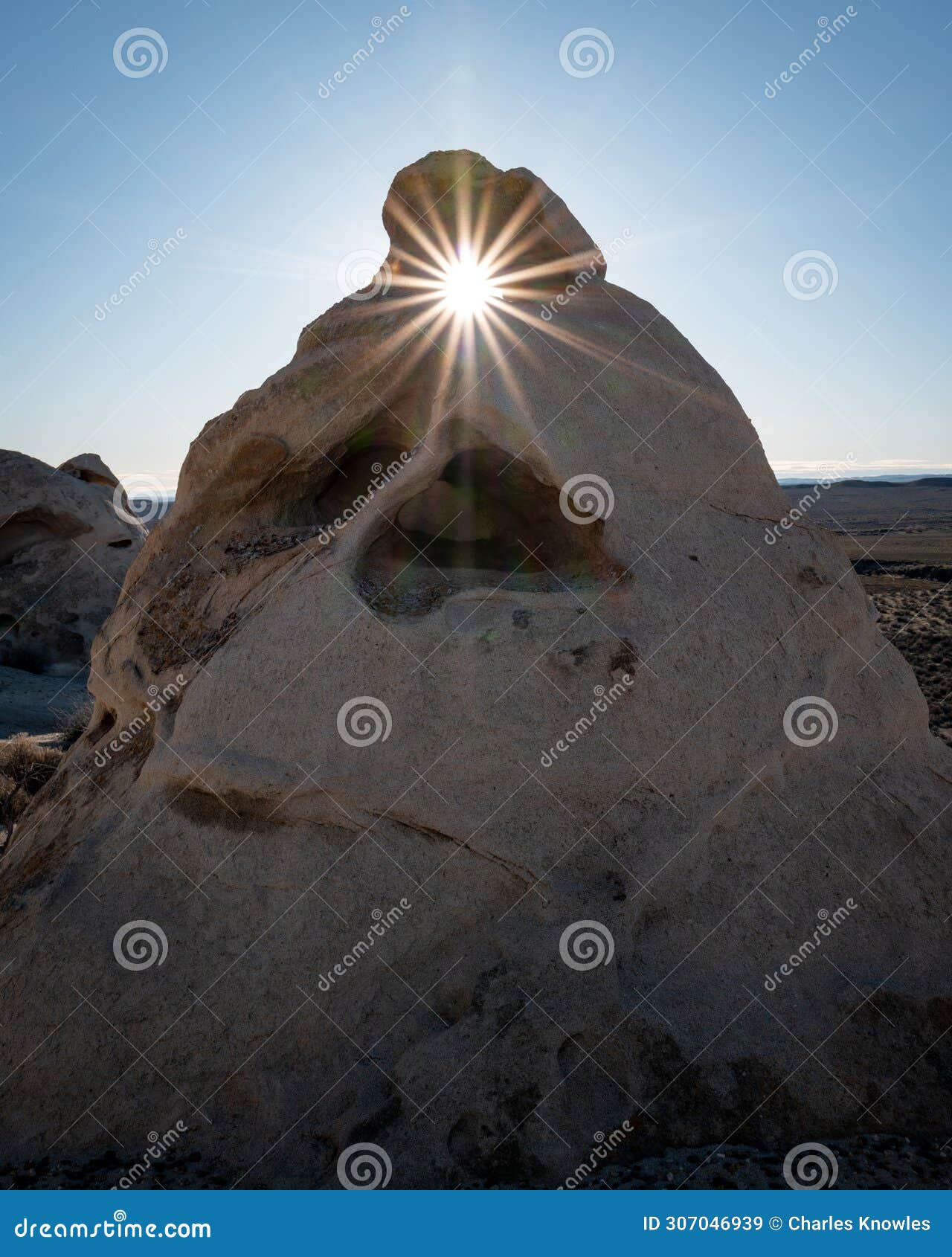 Oolite Monolith with a Sun Start Peeking through Stock Image - Image of ...