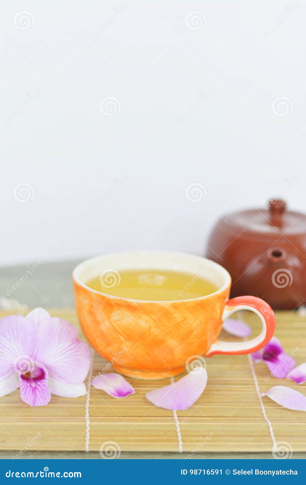 Oolong tea in orange cup. stock image. Image of coffee - 98716591