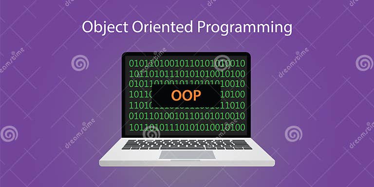 Oop Object Oriented Programming Concept Illustration with Laptop Stock ...
