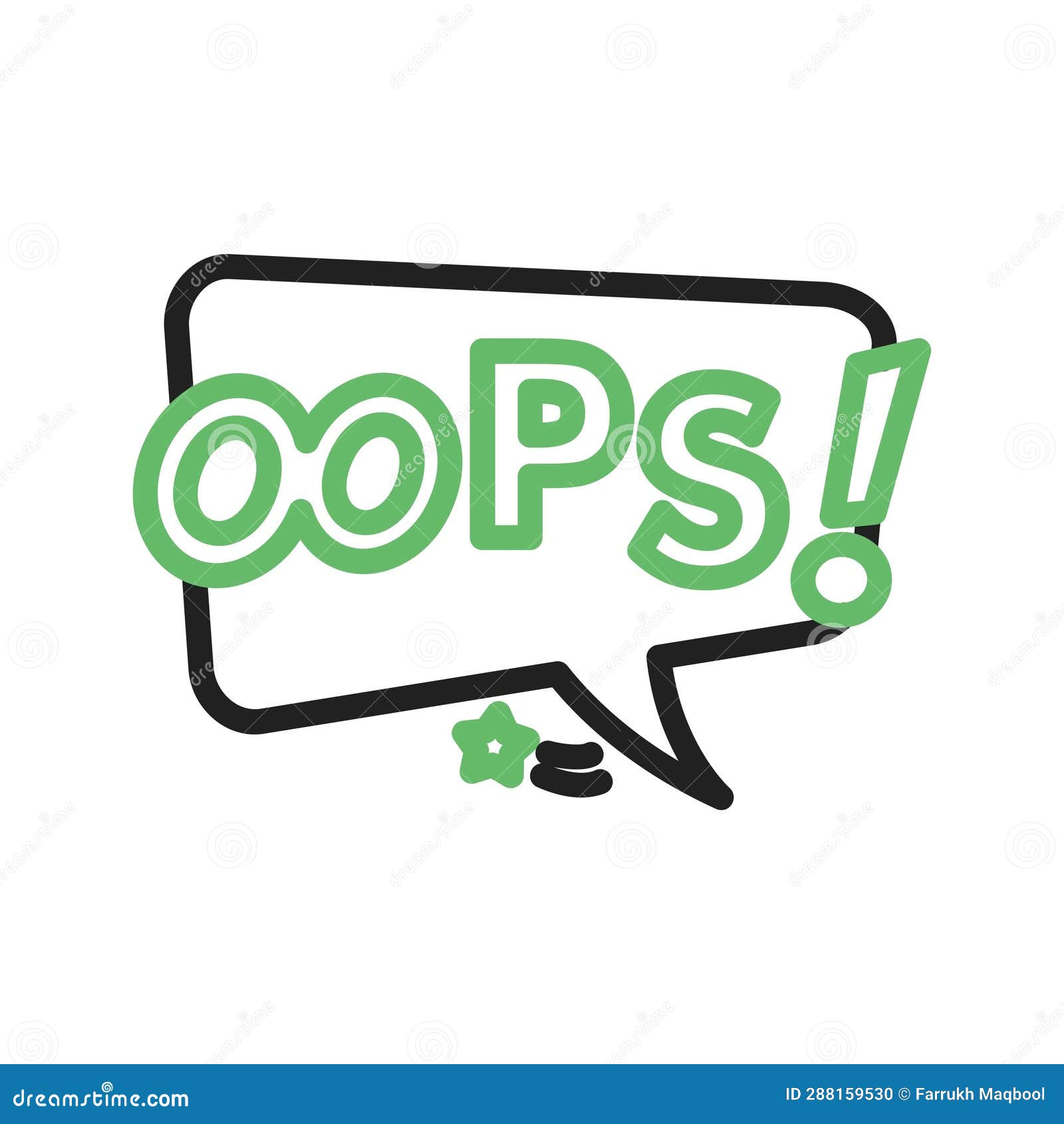 Oops Bubble Icon Image. stock vector. Illustration of design - 288159530