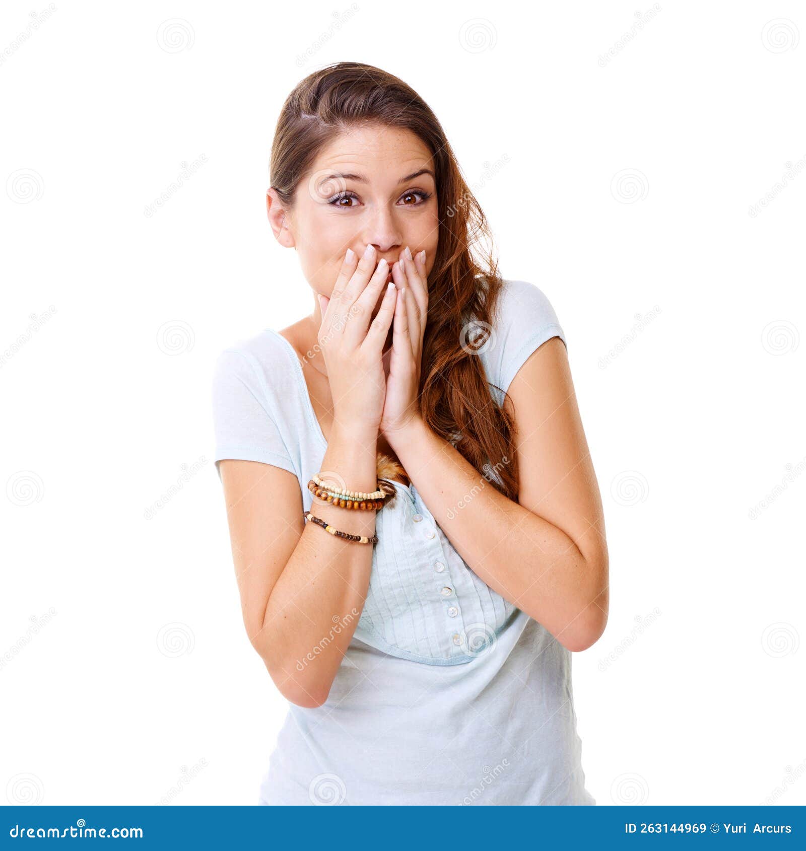 Oops, that Came Out Wrong. an Attractive Young Woman Isolated on White. Stock Image - Image of ...