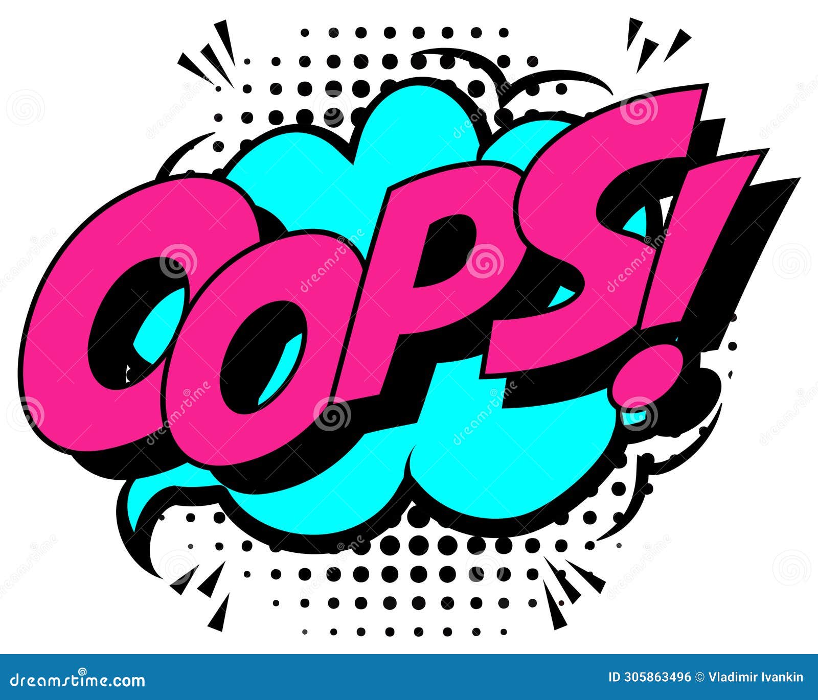 OOPS Comic Text Art on Dot Background Stock Illustration - Illustration ...