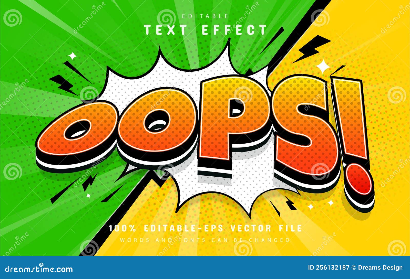 Oops Comic Text Effect Editable Stock Vector - Illustration of oops, element: 256132187