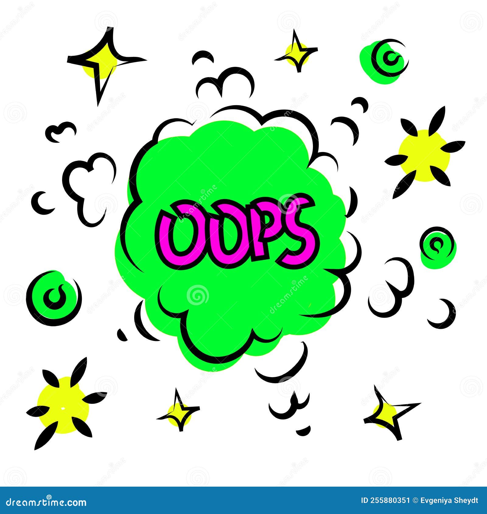 Oops Comic Text Speech Bubble Vector Green Isolated on White. Sound ...