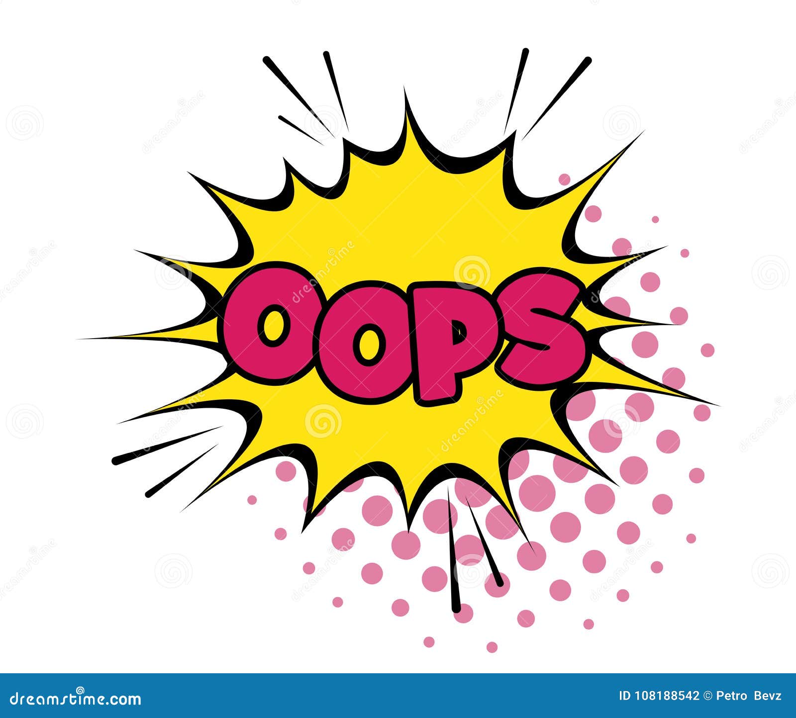 Oops Comic Text Speech Bubble Vector Template. Sound Effect Bang Cloud ...