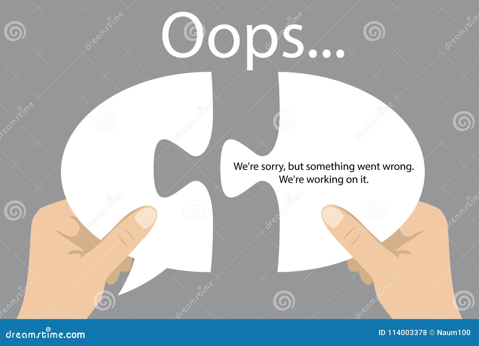 Oops Error Page with Two Puzzle Speech Bubble Pieces Stock Vector ...