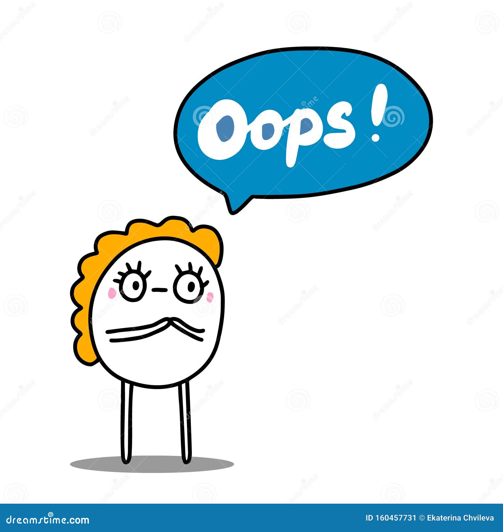 Oops Hand Drawn Vector Illustration in Cartoon Comic Style Woman ...