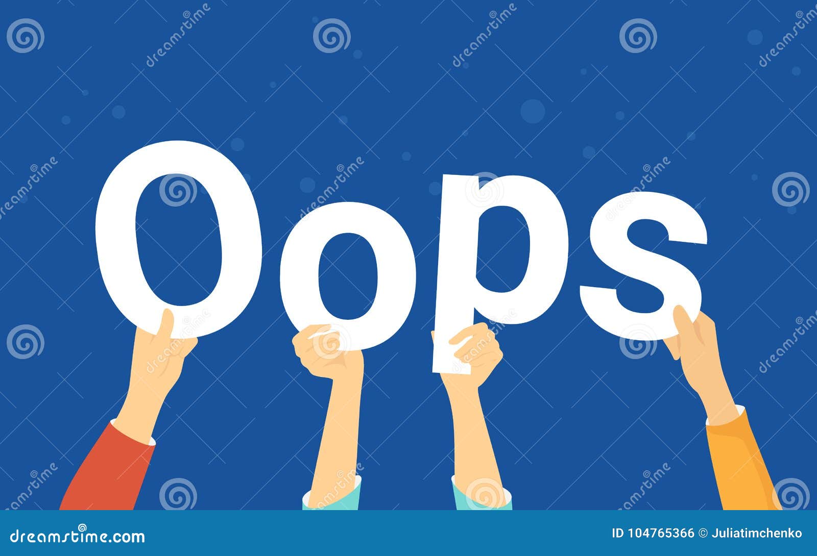 Oops Letters Concept Vector Illustration of Error Notification Stock ...