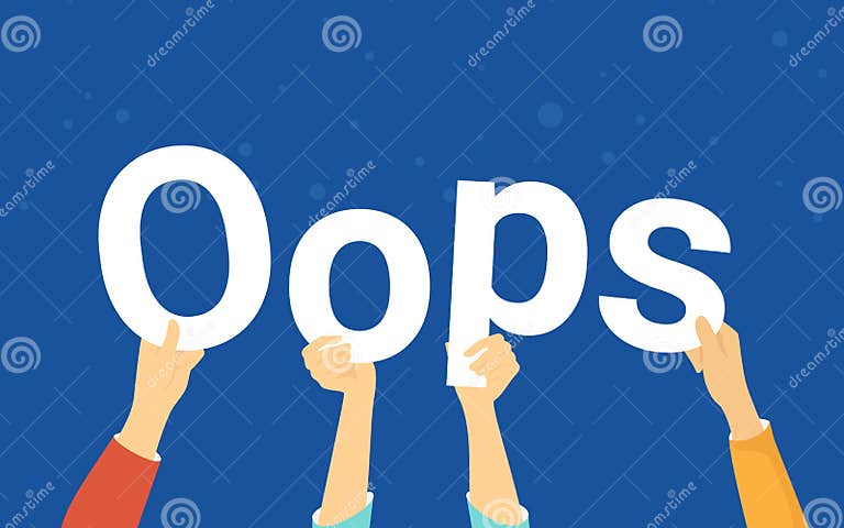 Oops Letters Concept Vector Illustration of Error Notification Stock ...