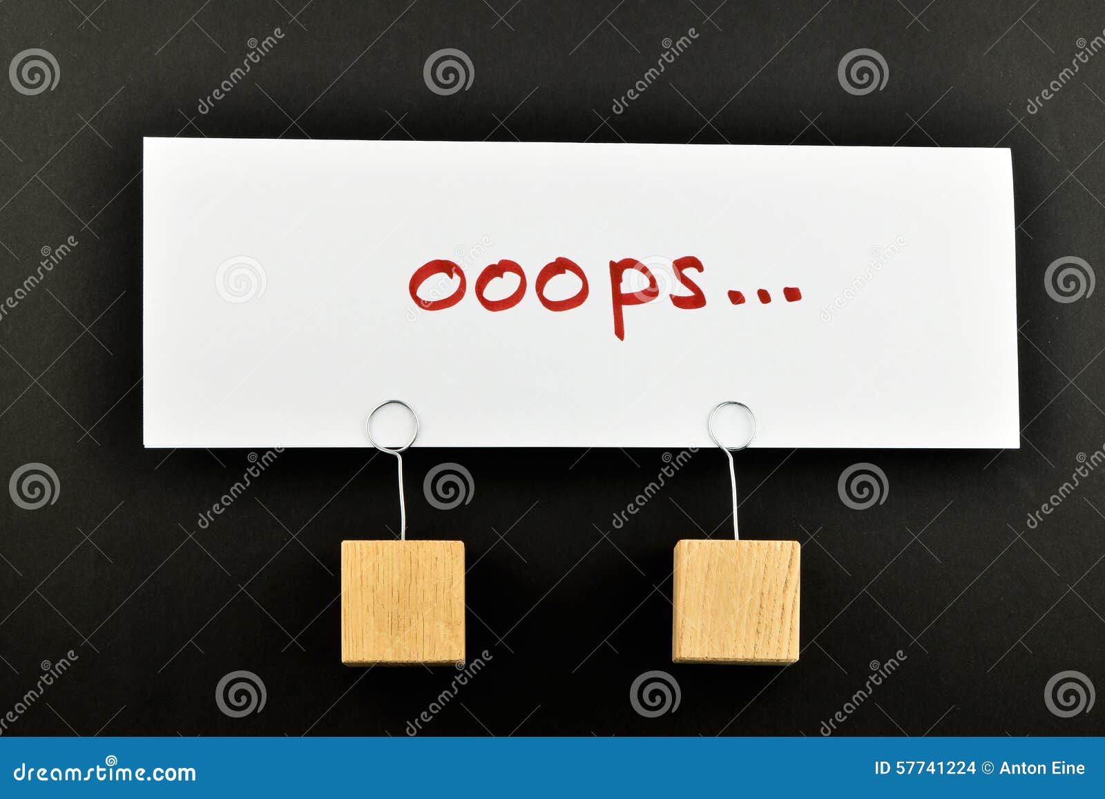 Oops, One Big Paper Note on Black for Presentation Stock Photo - Image ...