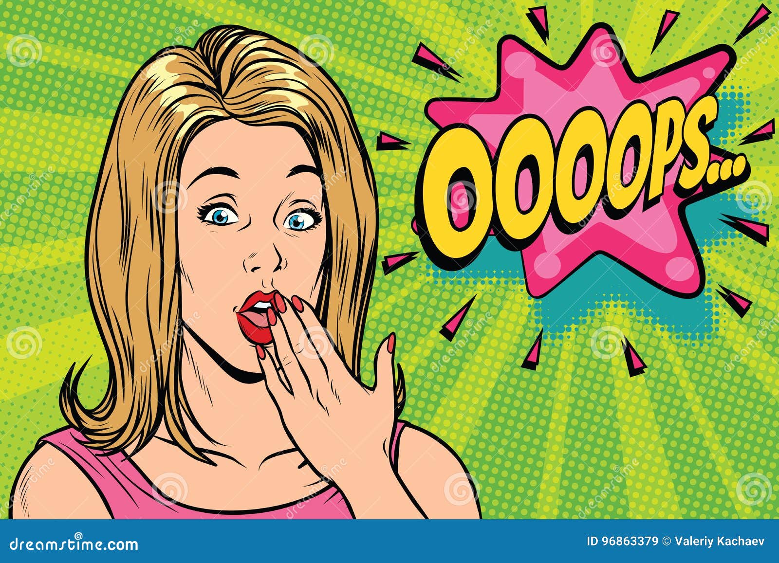 Kitsch Pop Art Woman Face Cartoon Vector | CartoonDealer.com #103792089