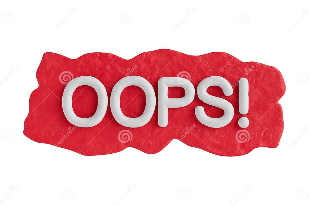 Oops Sign Over Red Presentation Plasticine Banner Patch Plate. 3d ...