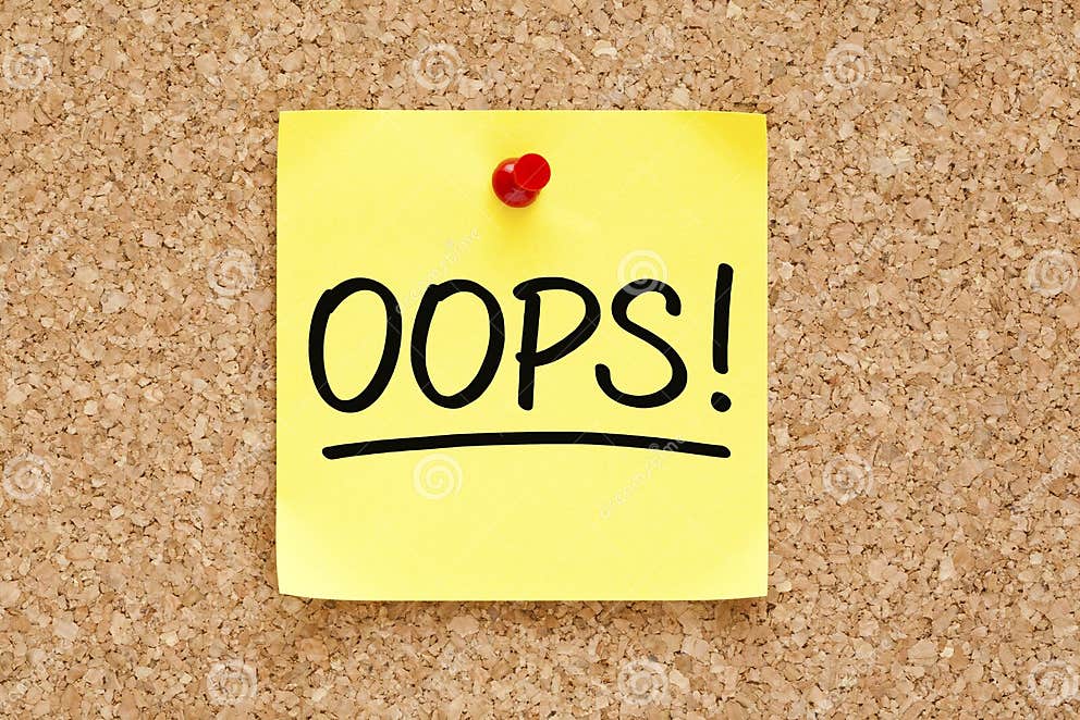 Oops Sticky Note stock image. Image of error, correction - 92680037