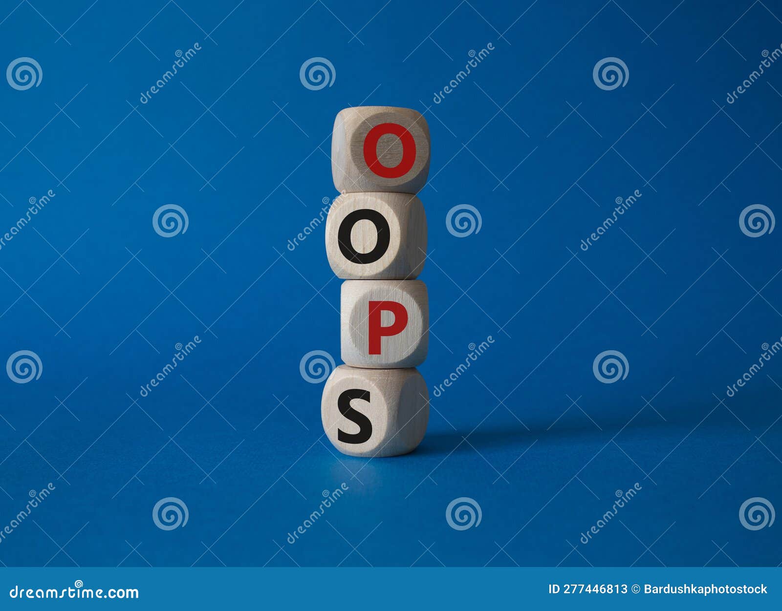 Oops Symbol Concept Word Oops On Wooden Cubes Beautiful Blue