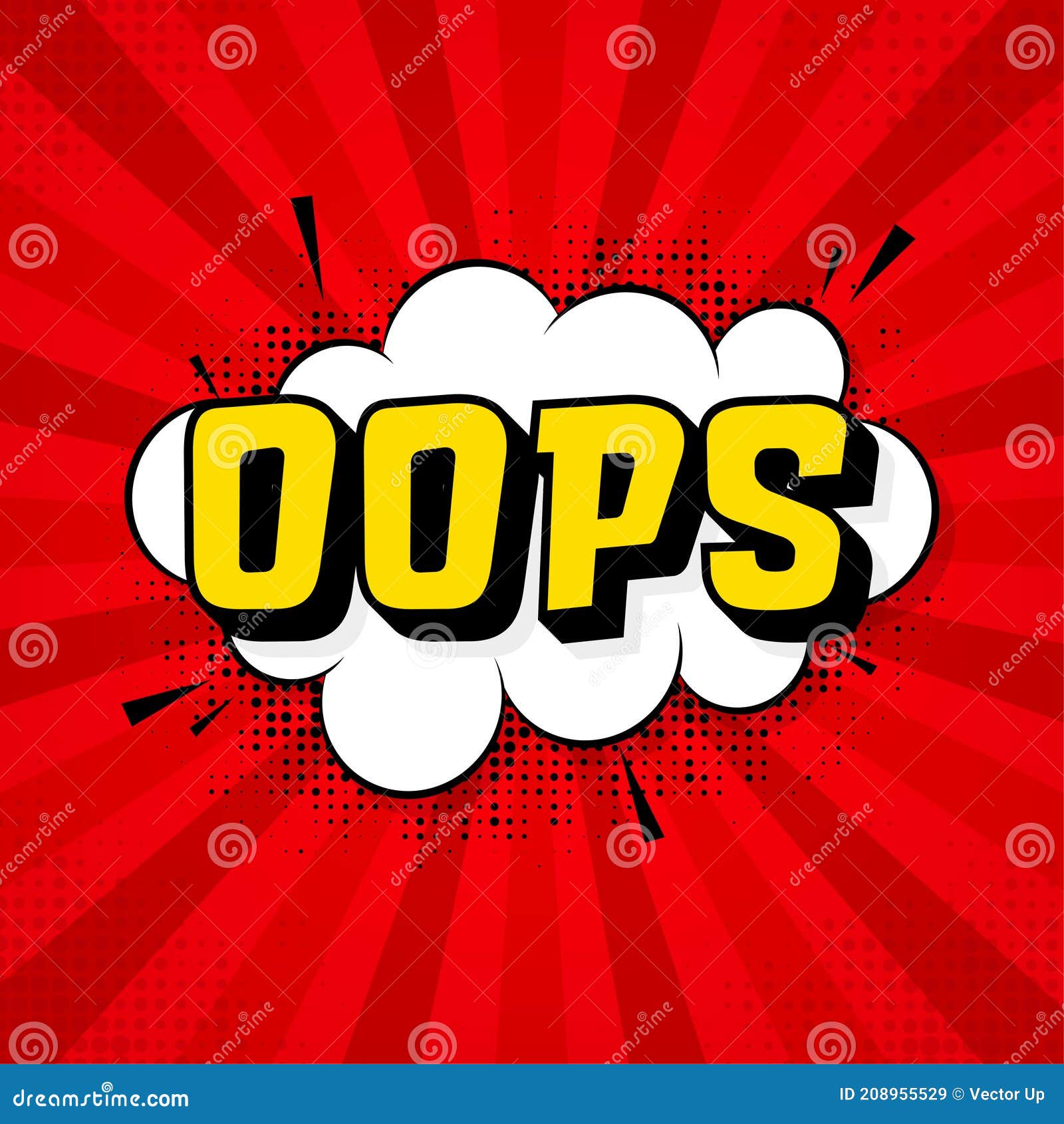 Oops in Vintage Style. Cartoon Style Vector. Pop Art. Vector Text. Wow ...