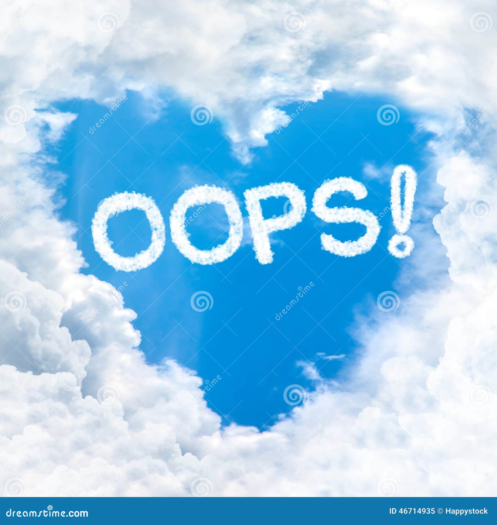Oops word on blue sky stock image. Image of abstract - 46714935