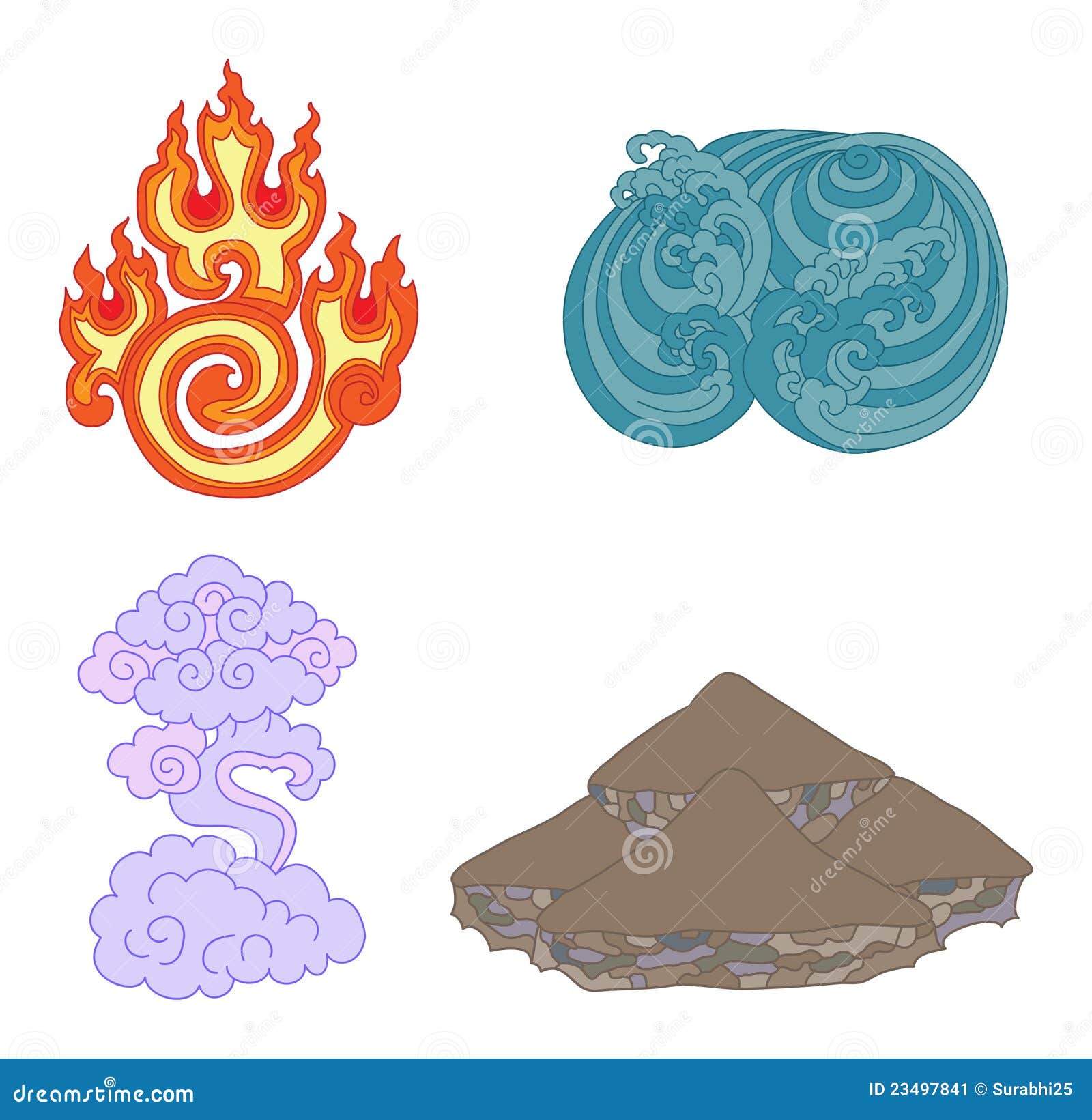 Oosterse Symbolen Van Elementen Stock Illustratie - Illustration of ...