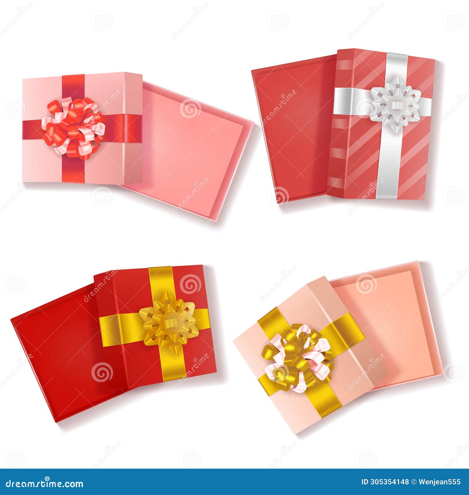 A Set of Open Gift Boxes Looking Down Stock Vector - Illustration of ...