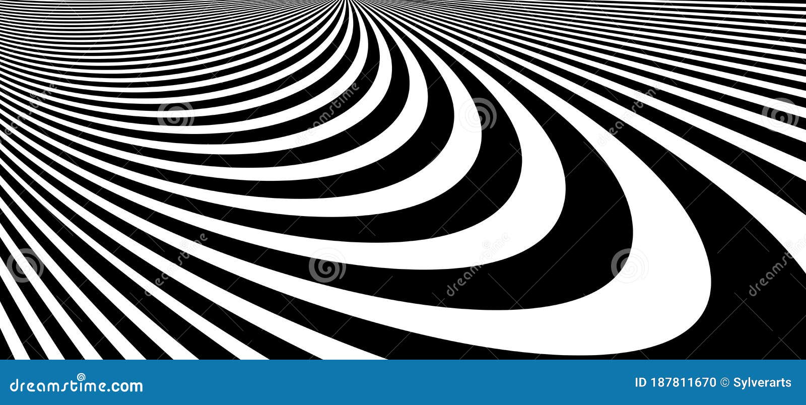 Op Art Distorted Perspective Black and White Lines in 3D Motion ...