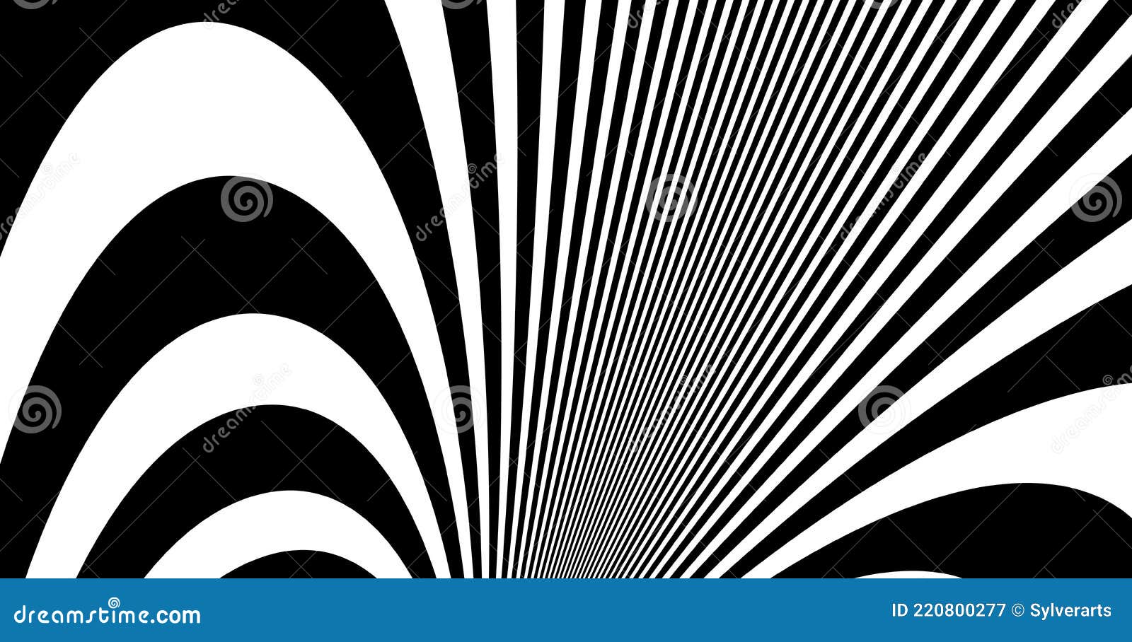 Op Art Distorted Perspective Black And White Lines In 3D Motion ...