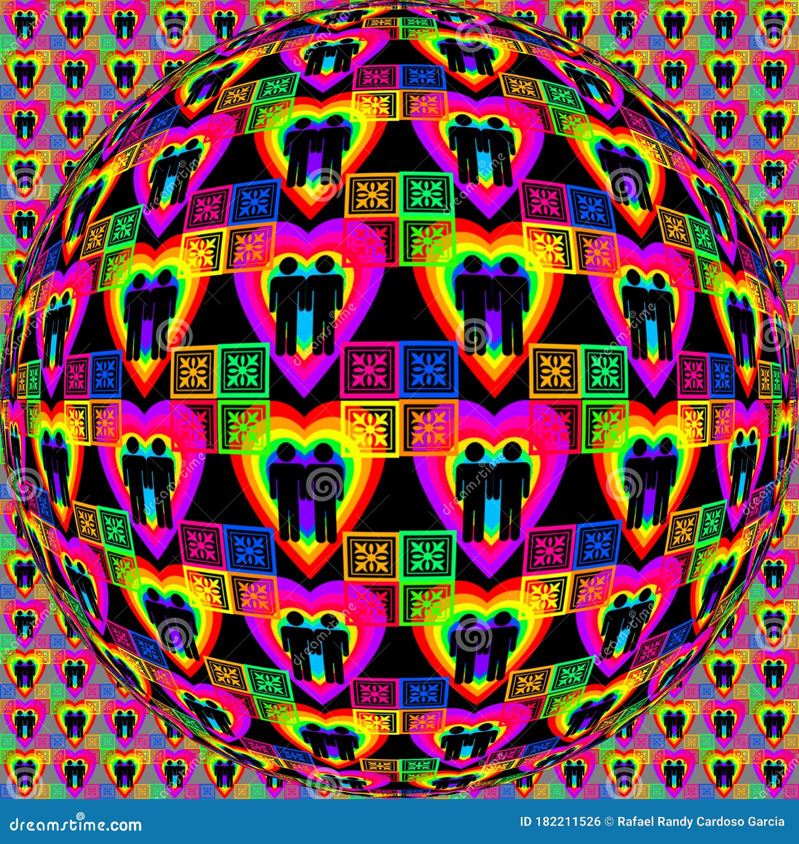 Op Art for Lgbt Pride of a Sphere with a Pattern of Two Men in the ...