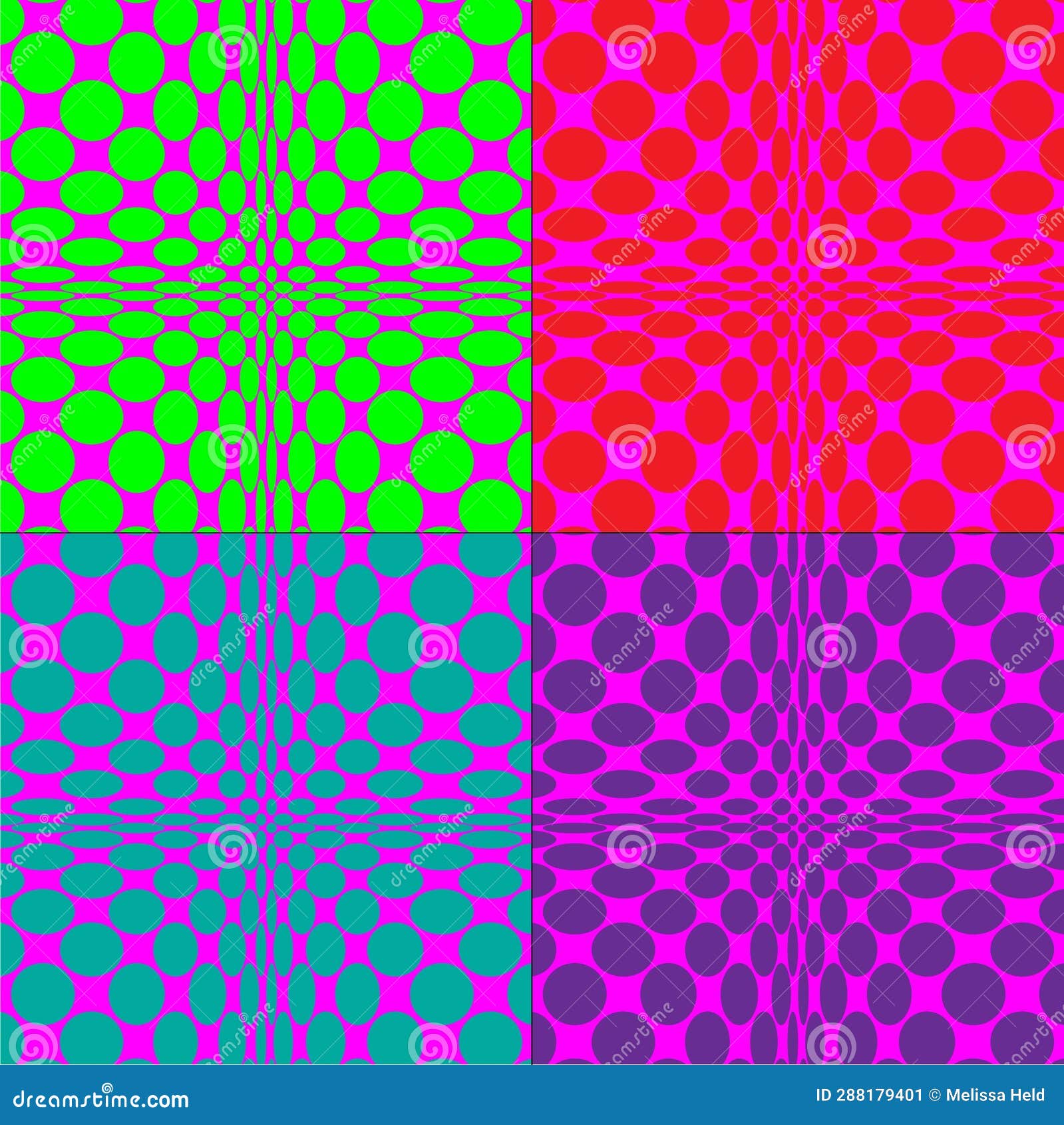 Op Art Mod Vector Patterns with Circles and Bright Colors Stock ...