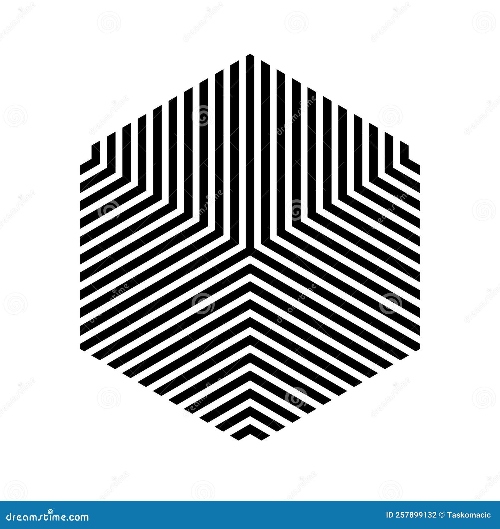 Striped 3D Cube Optical Illusion. Black Lines on White Cube Visual ...