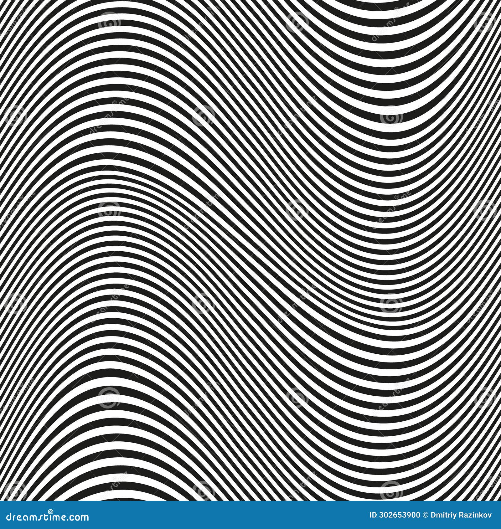 Op Art Wave Seamless Pattern. Stripe Lines Monochrome Waves Optical ...