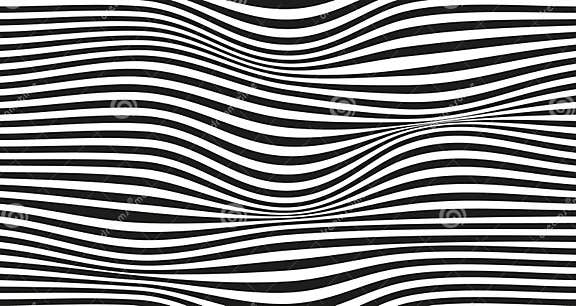 Op Art Wave Seamless Pattern. Stripe Lines Monochrome Waves Optical ...