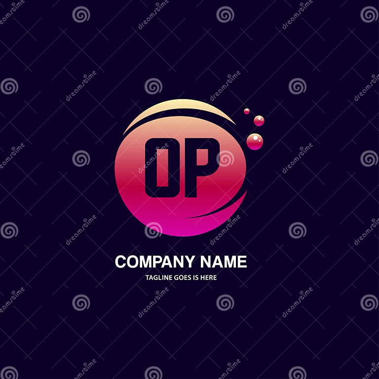 OP Initial Logo with Colorful Circle Template Vector Stock Vector ...