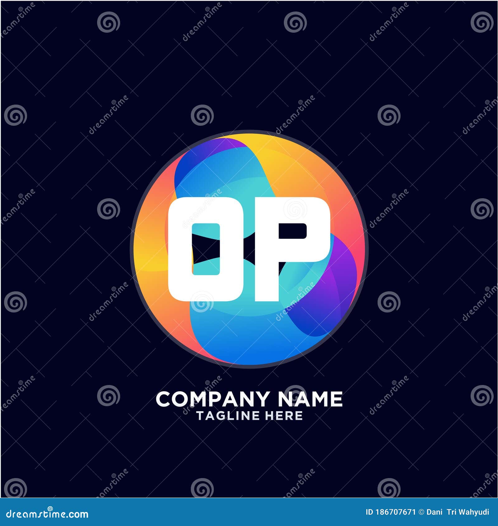 OP Initial Logo with Colorful Circle Template Vector Stock Vector ...