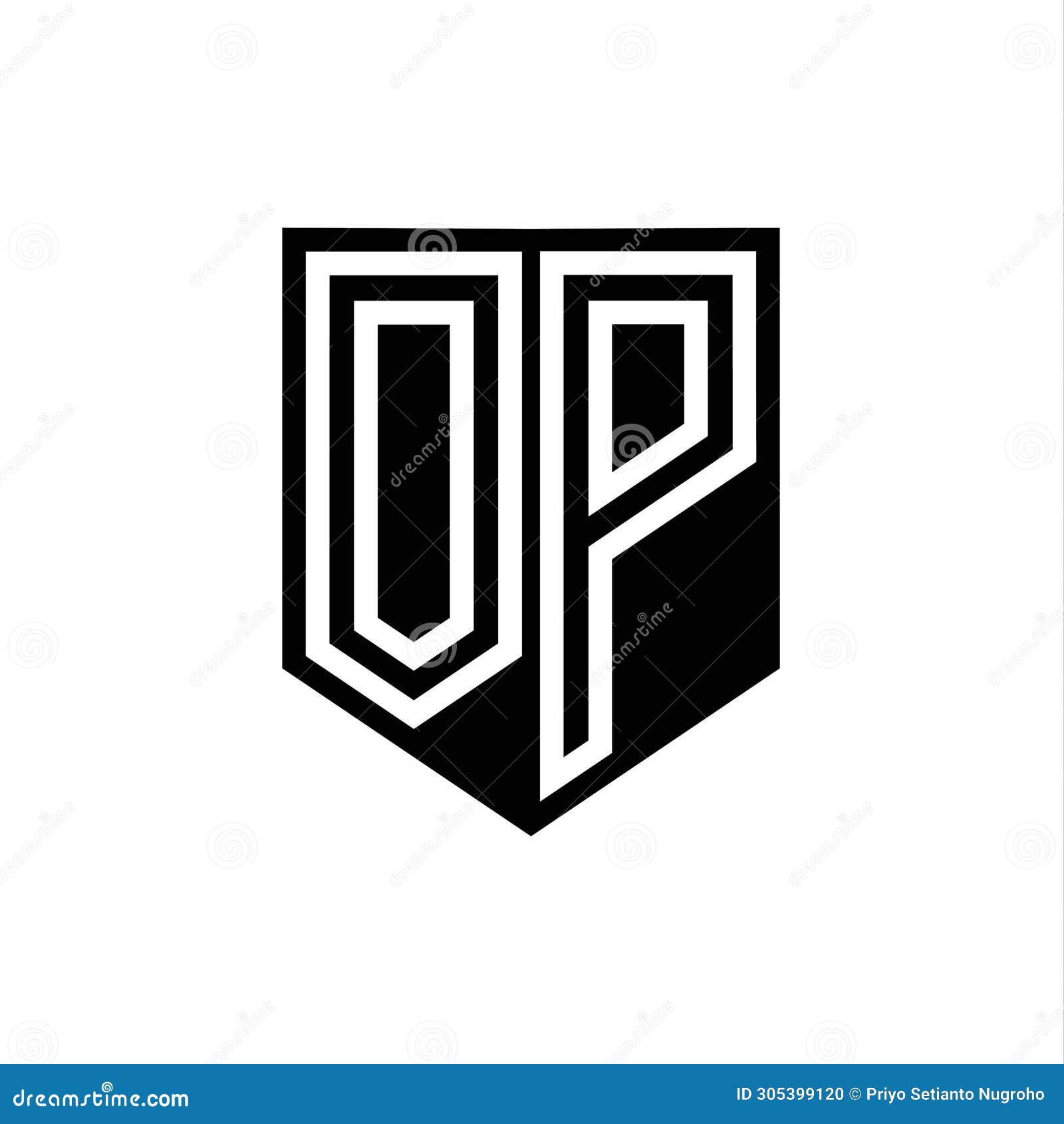 OP Logo Monogram Shield Geometric White Line Inside Black Shield Color ...