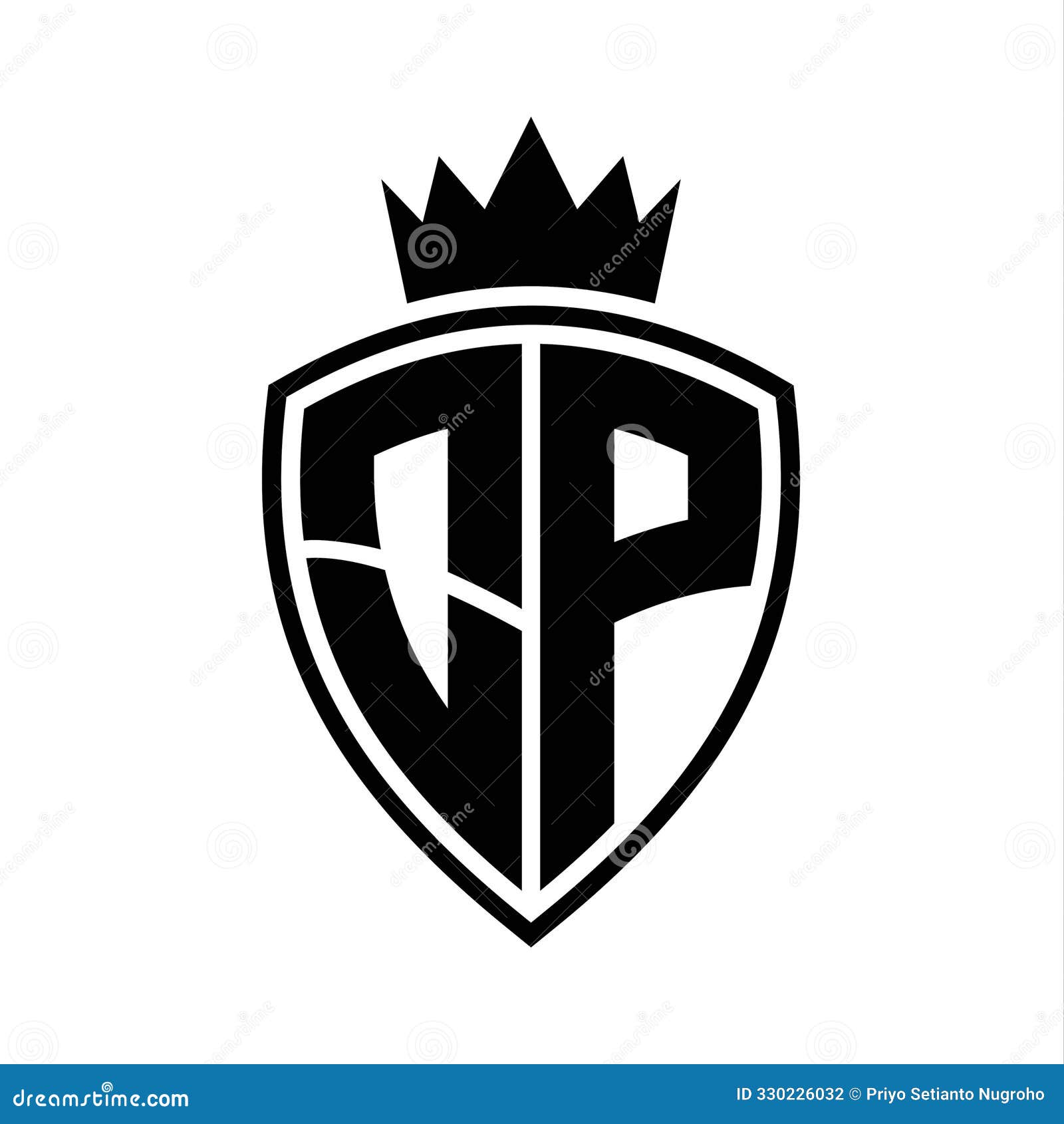 OP Letter Monogram Shield and Crown Outline Shape with Black and White ...