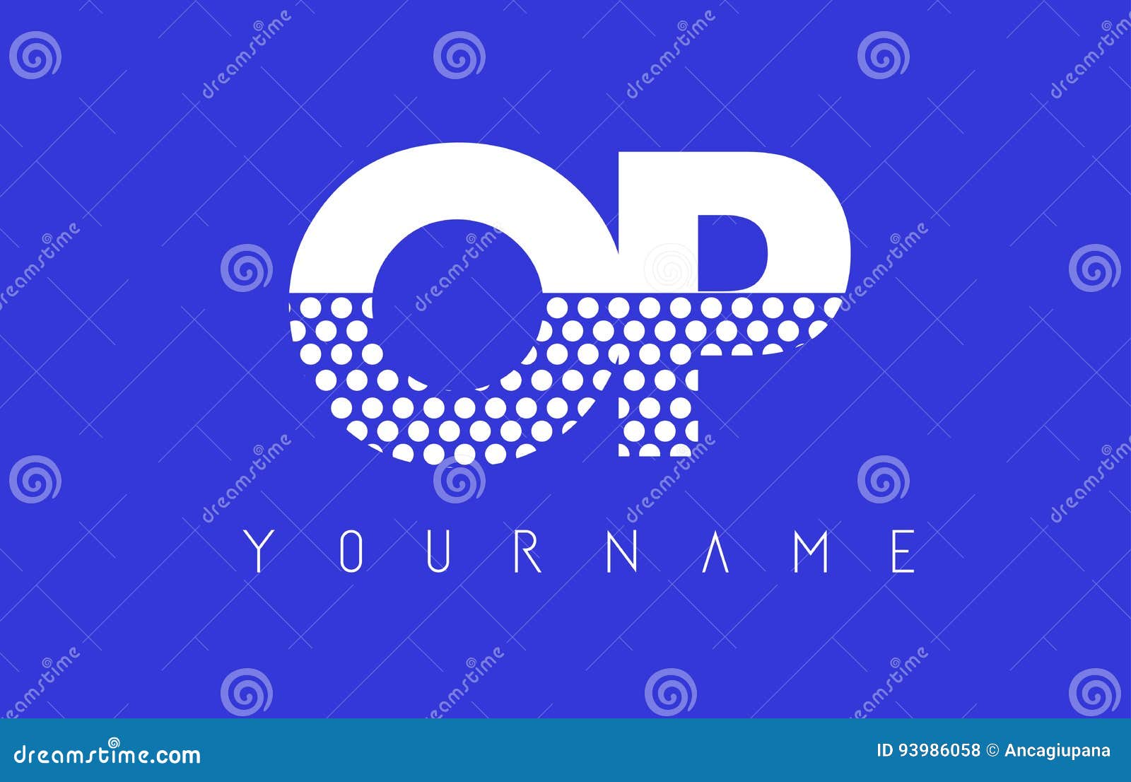 OP O P Dotted Letter Logo Design with Blue Background. Stock Vector ...