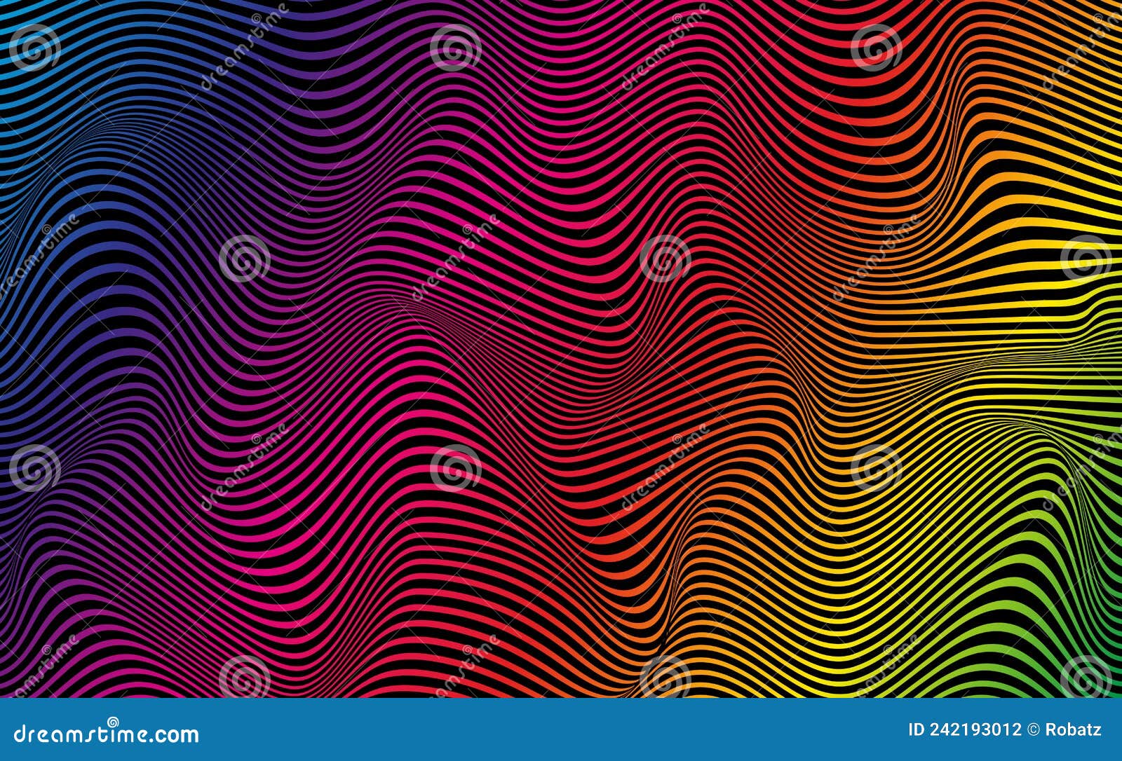 Psychedelic Lines. Abstract Pattern. Texture with Wavy, Curves Stripes ...