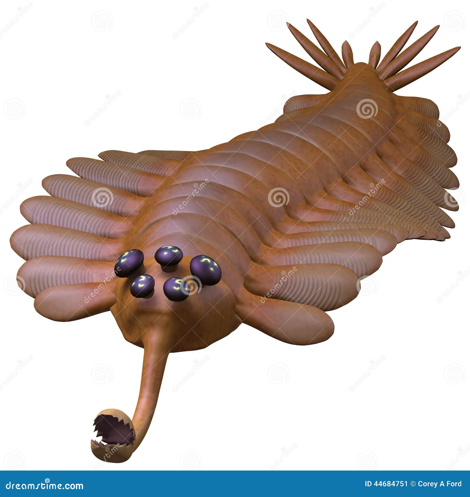 Opabinia uit het Cambrium stock illustratie. Illustration of overzees ...