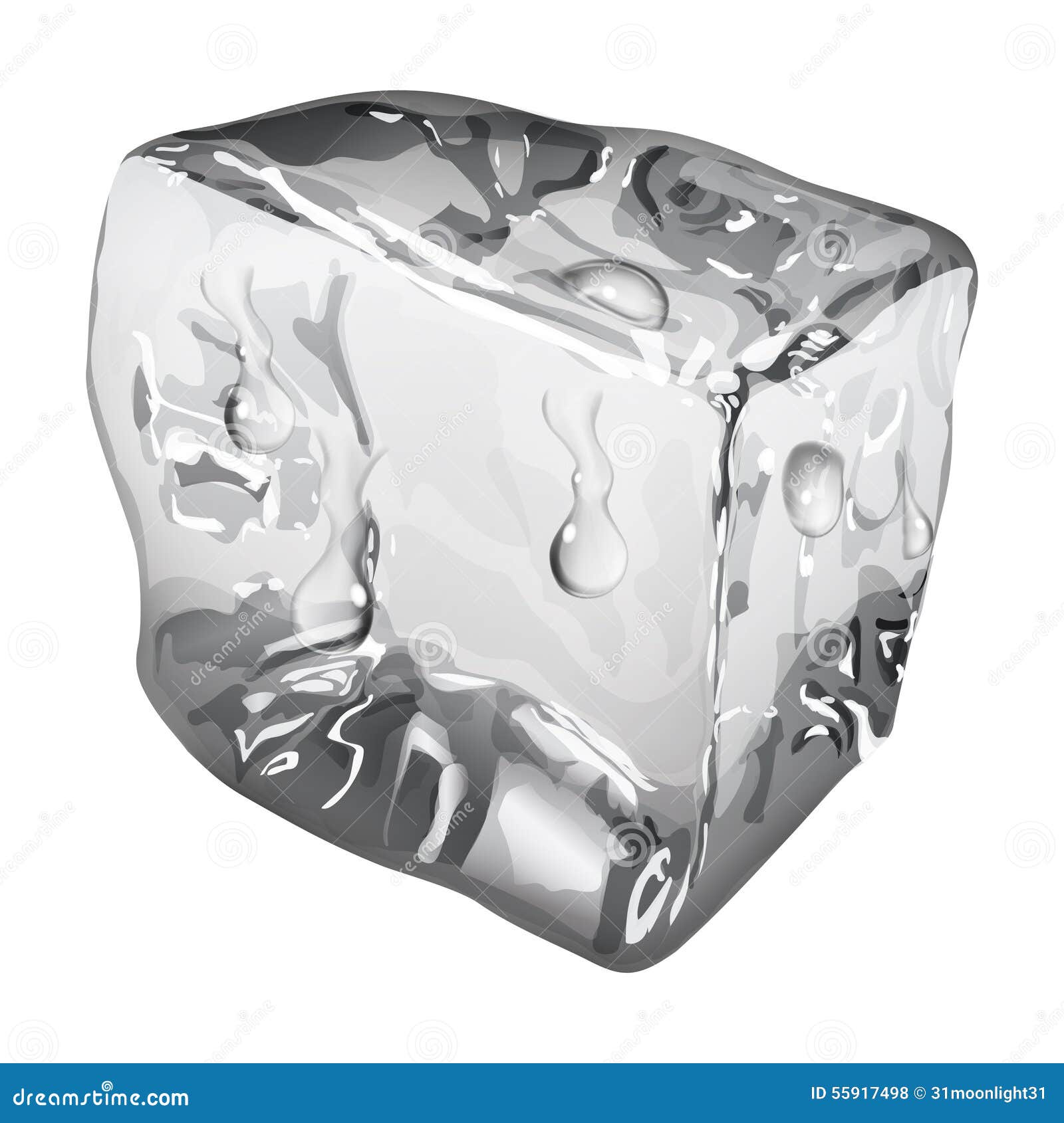 Opaque Ice Cube with Water Drops Stock Vector - Illustration of iced ...