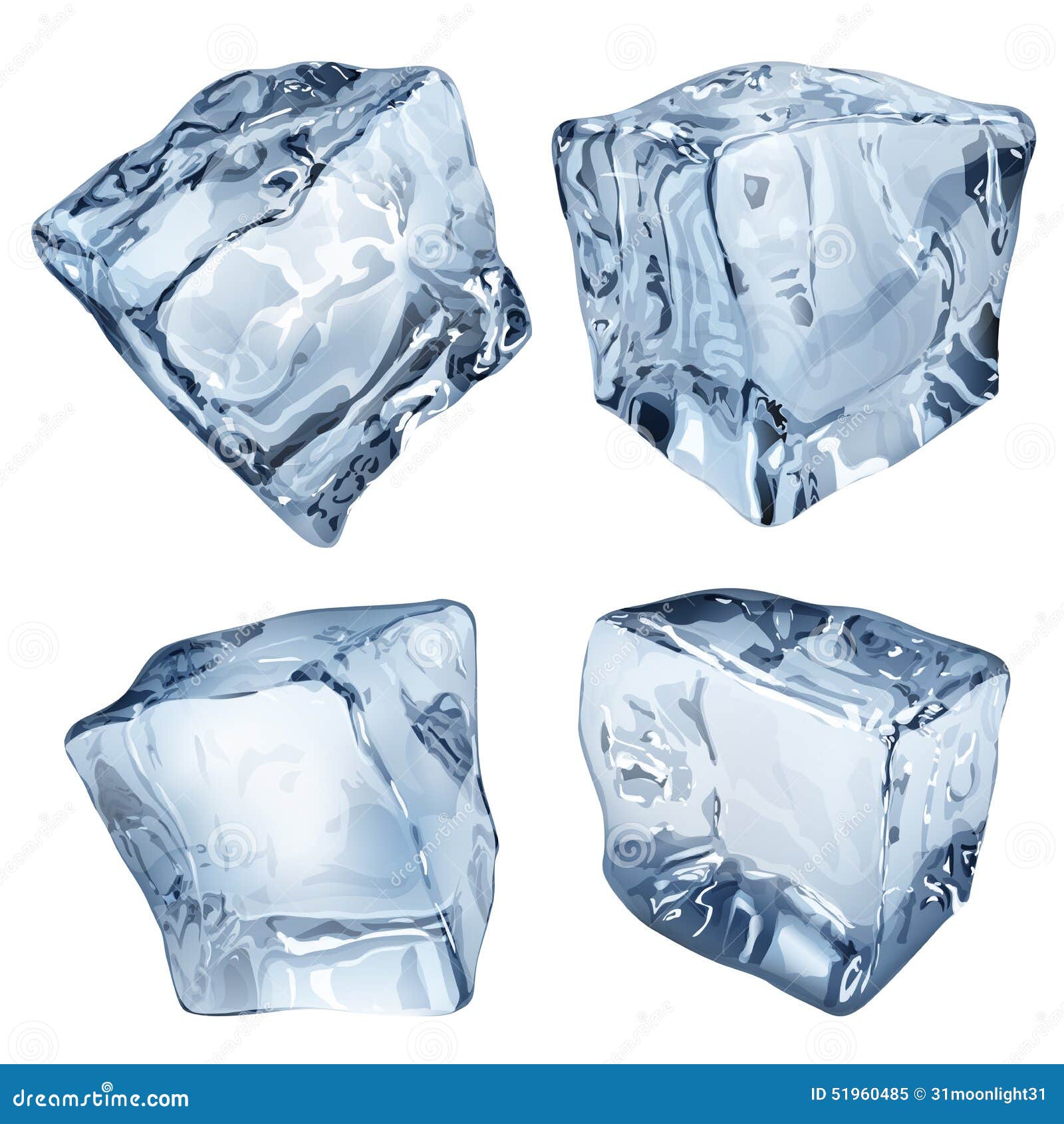 Opaque Ice Cubes With Turquoise Cast Isolated On White Background ...