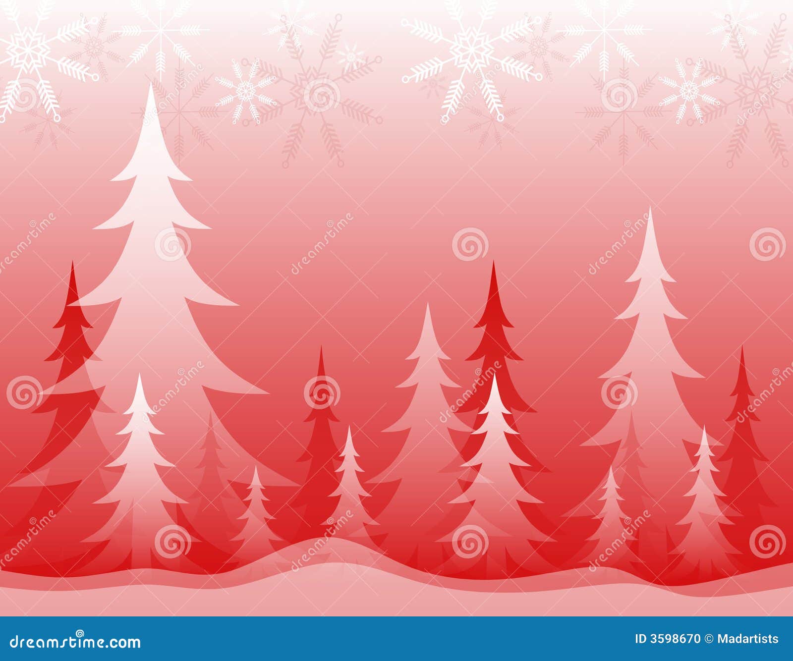Opaque Winter Forest Red White Stock Illustration - Illustration of ...