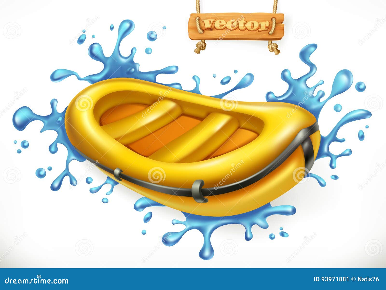 Opblaasbare Boot Stroomversnelling Het Rafting, Vectorpictogram Vector ...