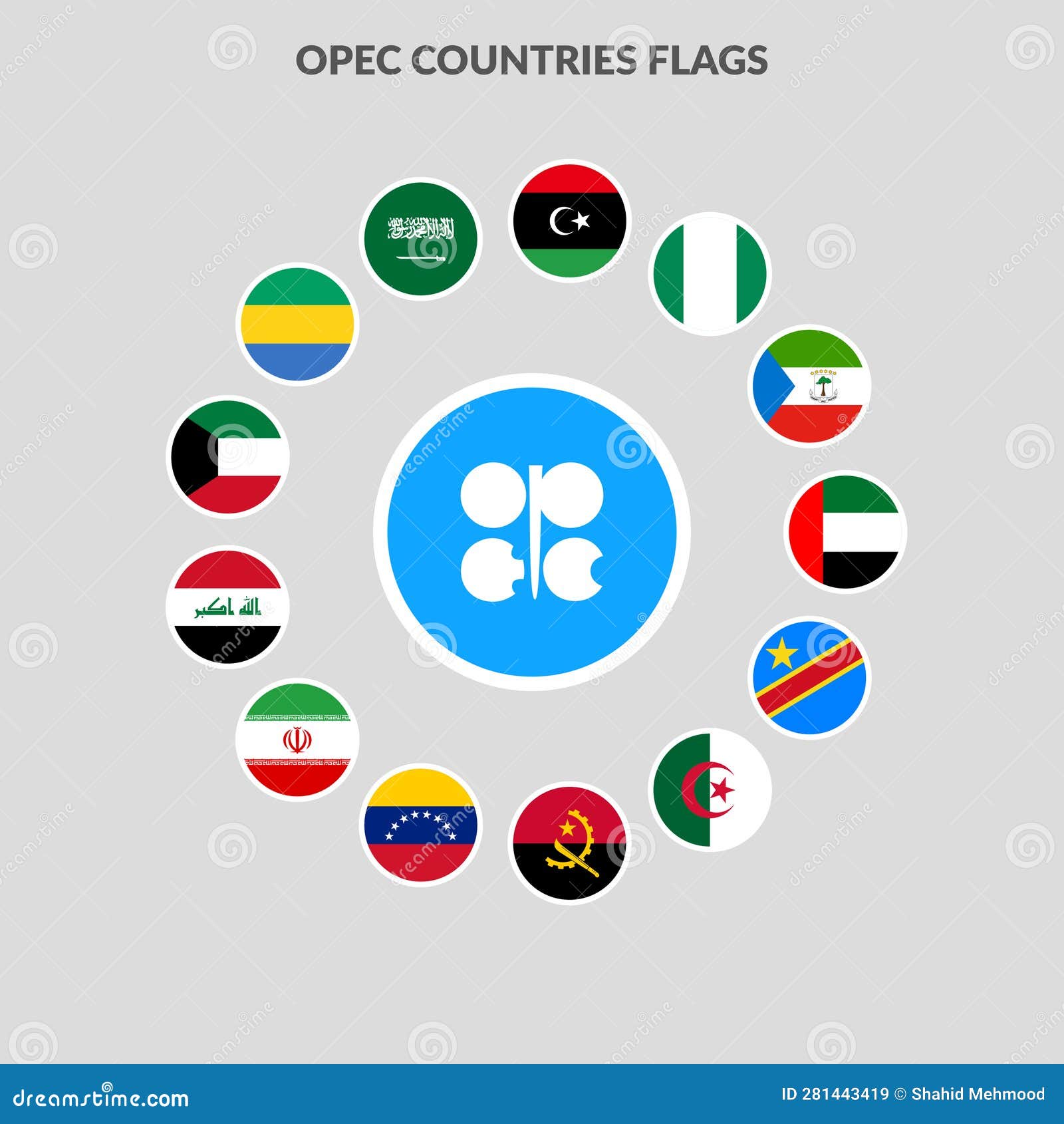 OPEC Countries Flag Icons Collection Vector Illustration ... OPEC Countries Flag Icons Collection Vector Illustration ...
