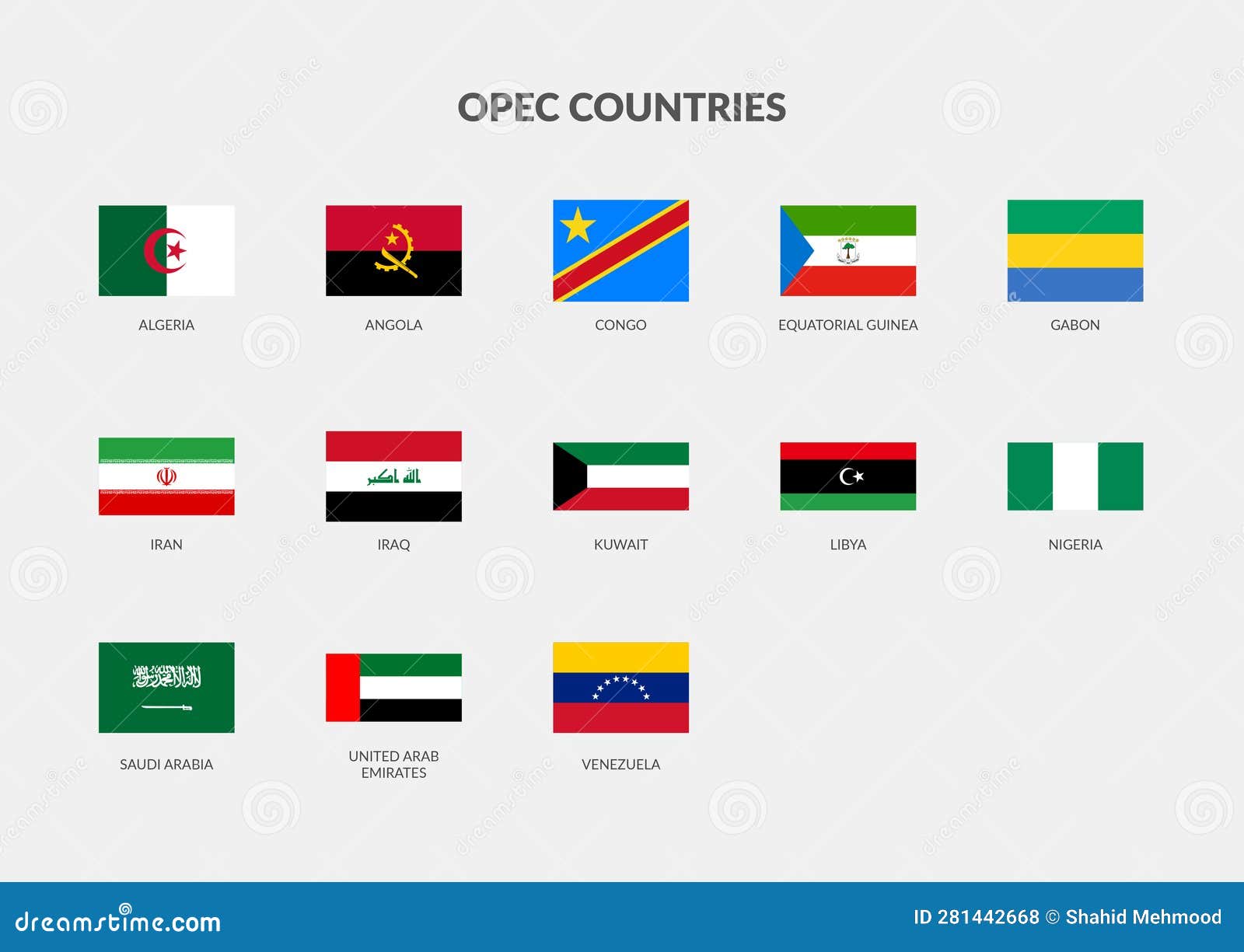 OPEC Countries Flag Icons Collection Vector Illustration ...