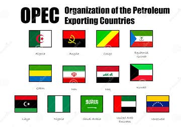 OPEC Members Countries Flags with 13 Members Flags Stock Vector ...
