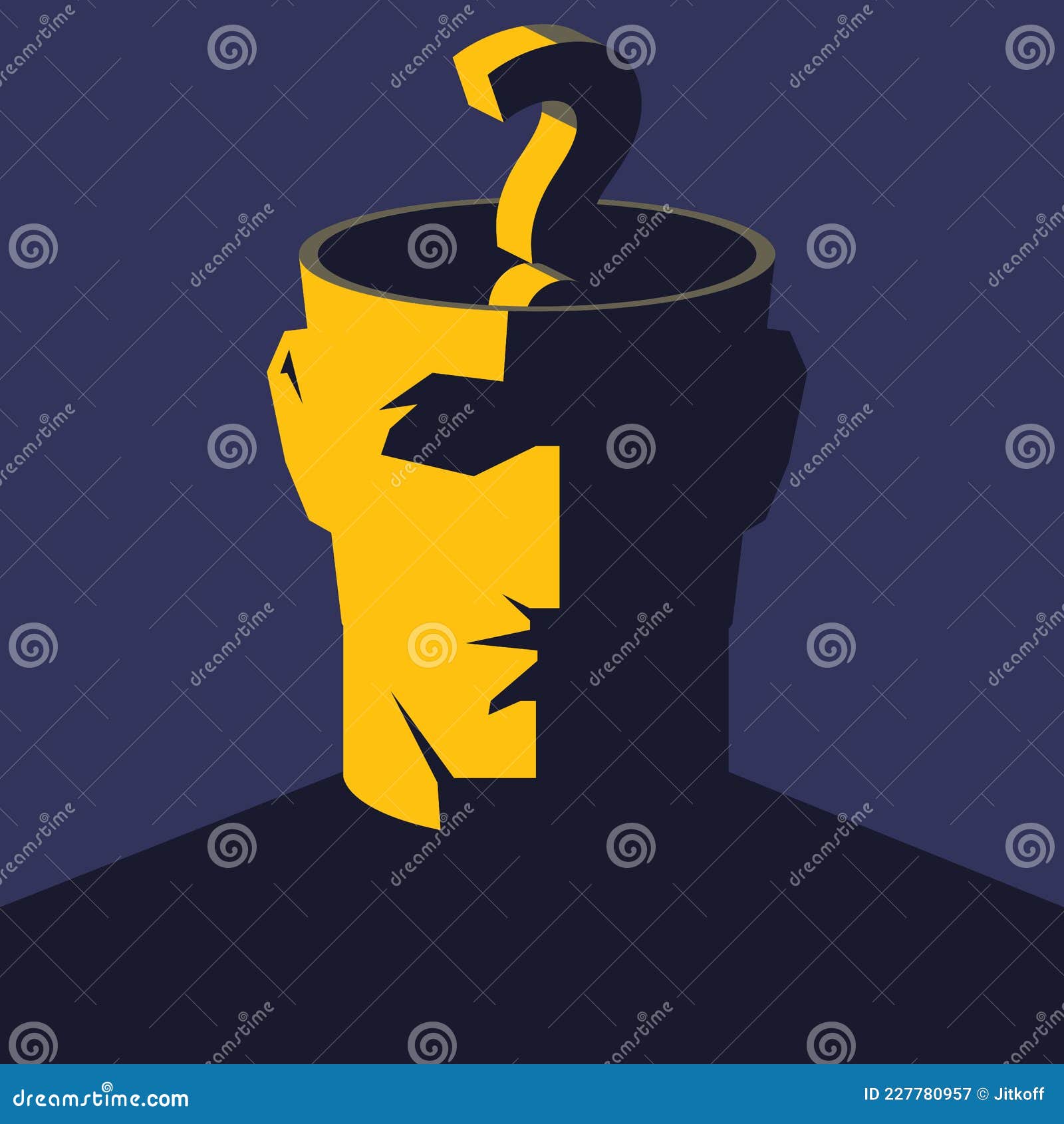 Male Open Head with Question Mark Inside. Stock Vector - Illustration ...
