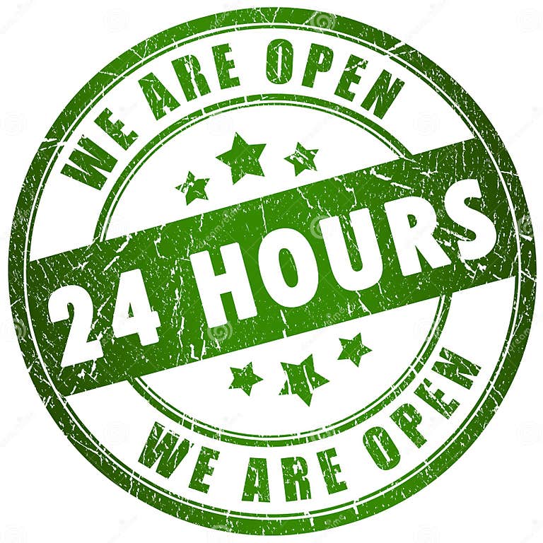 Open 24 hours stock illustration. Illustration of banner - 15891690
