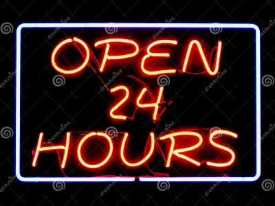 Open 24 Hours stock image. Image of light, advertisement - 430641