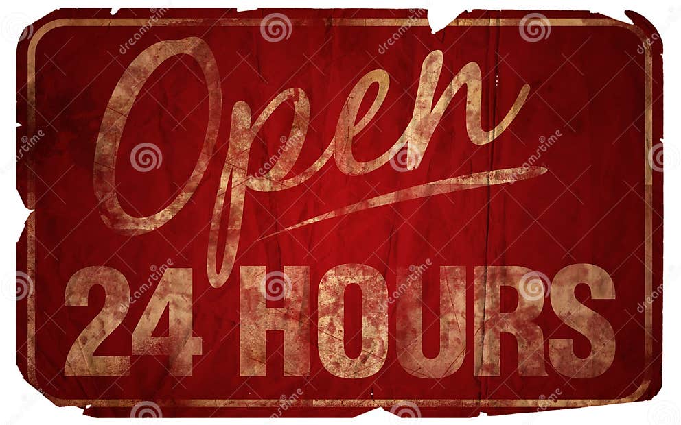 Open 24 Hours Aged stock photo. Image of informative, antique - 167710