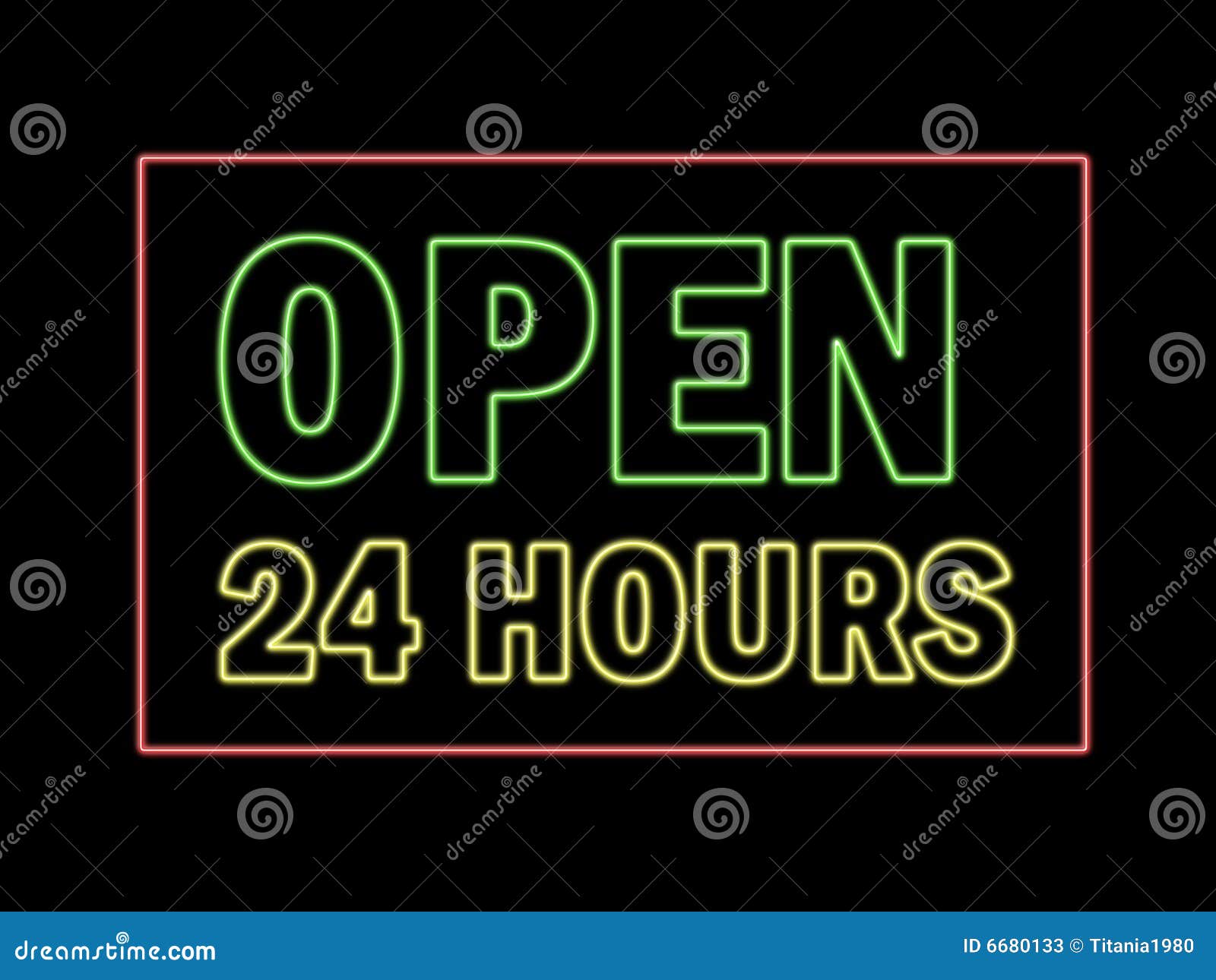 Open 24 hours in neon stock illustration. Illustration of sign - 6680133