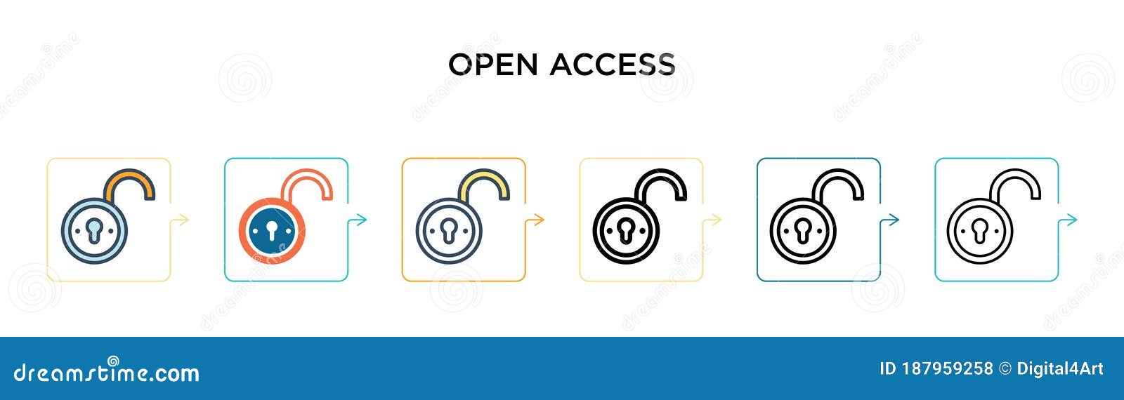 Open Access Vector Icon in 6 Different Modern Styles. Black, Two ...