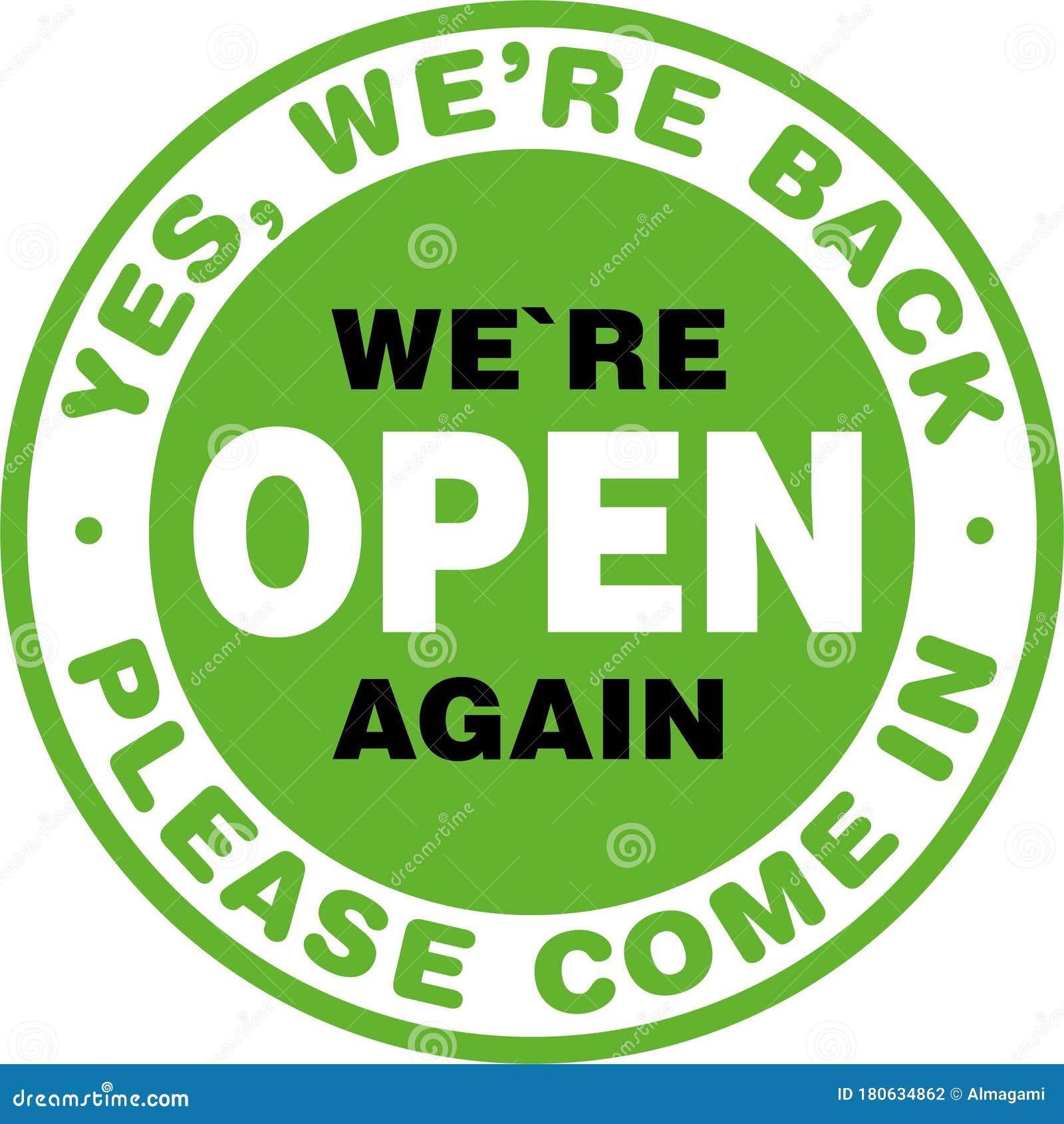 We are Open Again Signage or Entrance Sticker. Stock Vector ...